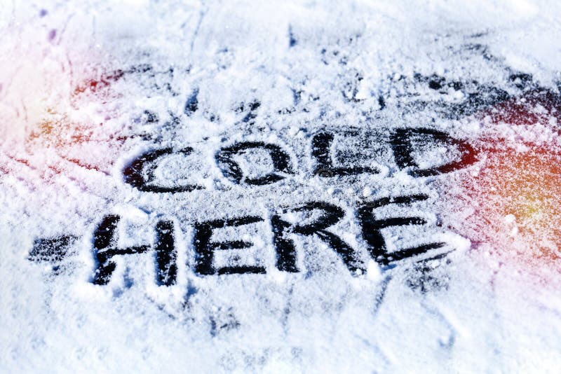 Cold Here Inscription on Ice Stock Image - Image of natural, frozen ...