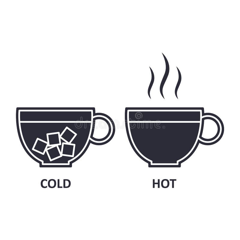 Cold and Hot Cup Icon. Steam and Ice. Icy and Warm Beverage. Vector ...