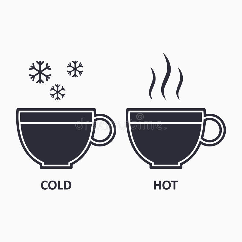 Cold and Hot Cup Icon. Steam and Snowflake Icon. Icy and Warm Beverage ...