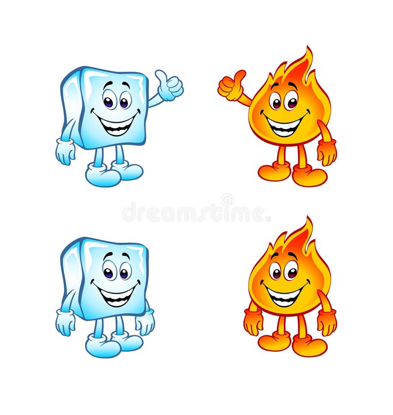 Cold and Hot Little Cartoon Figures Stock Illustration - Illustration ...