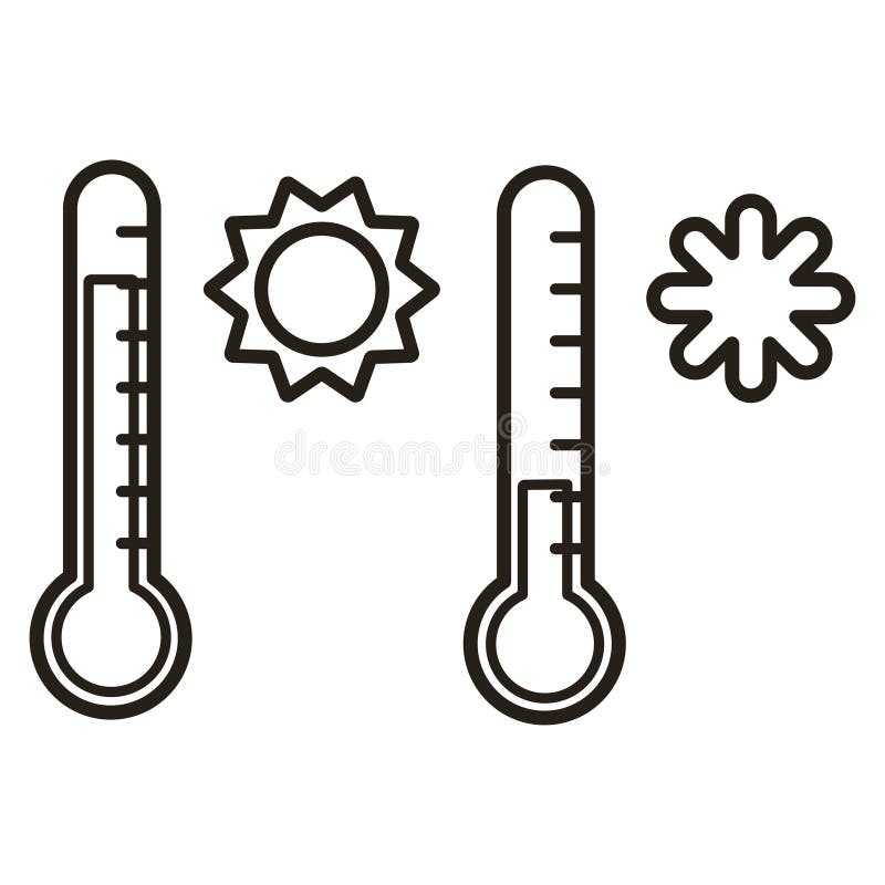 Cold and Hot Temperature Vector Icon. Black Outline Stock Illustration ...