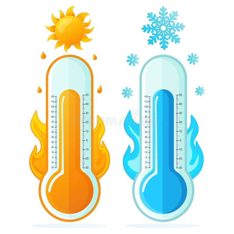 Cold and Hot Thermometer Flat Vector Illustration Isolated on White ...