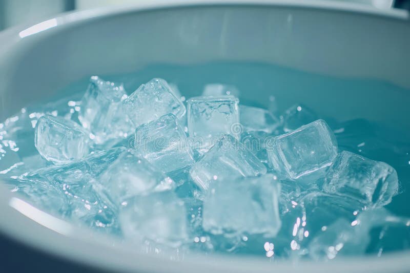In a Cold Ice Bath Plunge Pool, Ice Cubes are Close Up Stock Image ...
