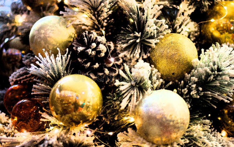 Cold and Ice Cover the Christmas Decorations Stock Image - Image of ...