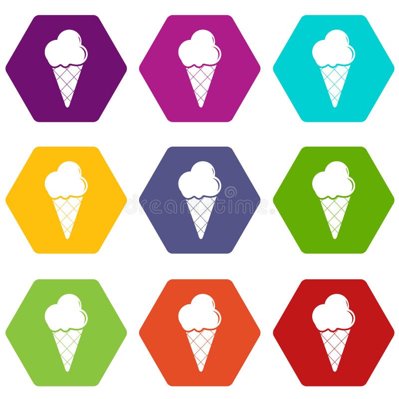 Cold Ice Cream Icons Set 9 Vector Stock Vector - Illustration of dairy ...