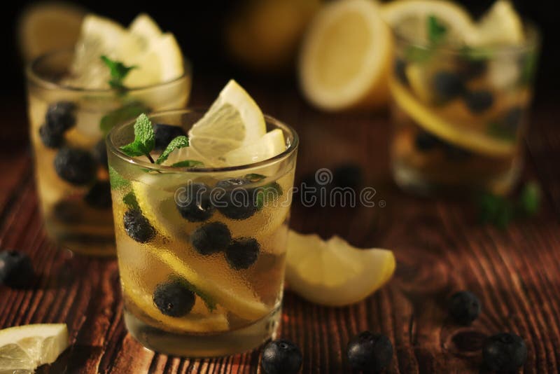 Cold Ice Tea with Lemon and Berries Stock Image - Image of iced, cold ...
