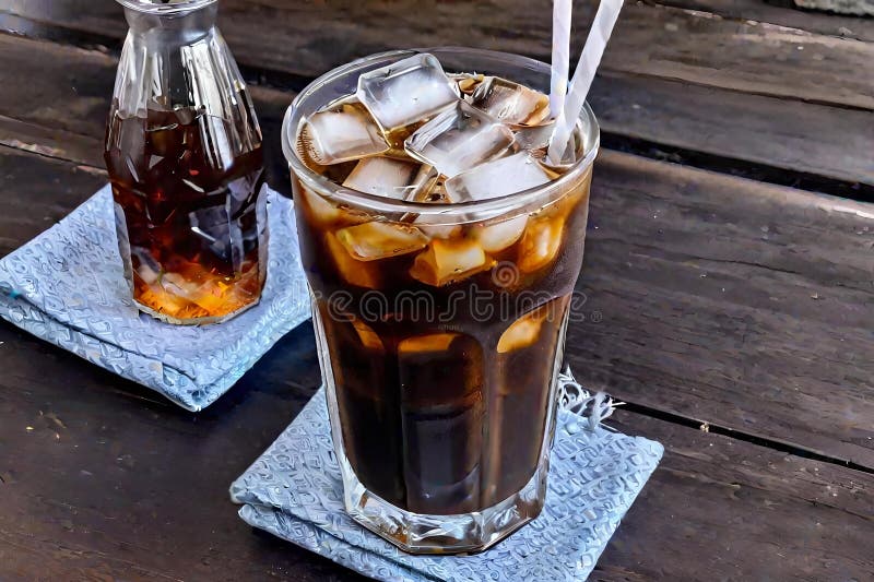 Cold Iced Coffee in a Cup with Ice Cubes Stock Illustration ...