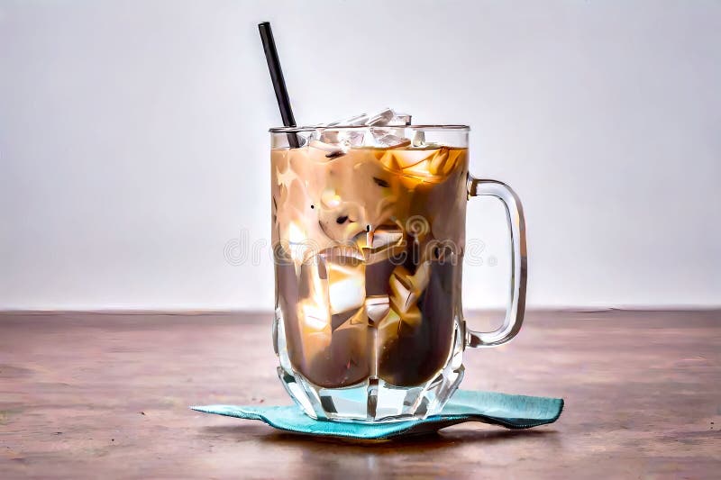 Cold Iced Coffee in a Cup with Ice Cubes Stock Illustration ...