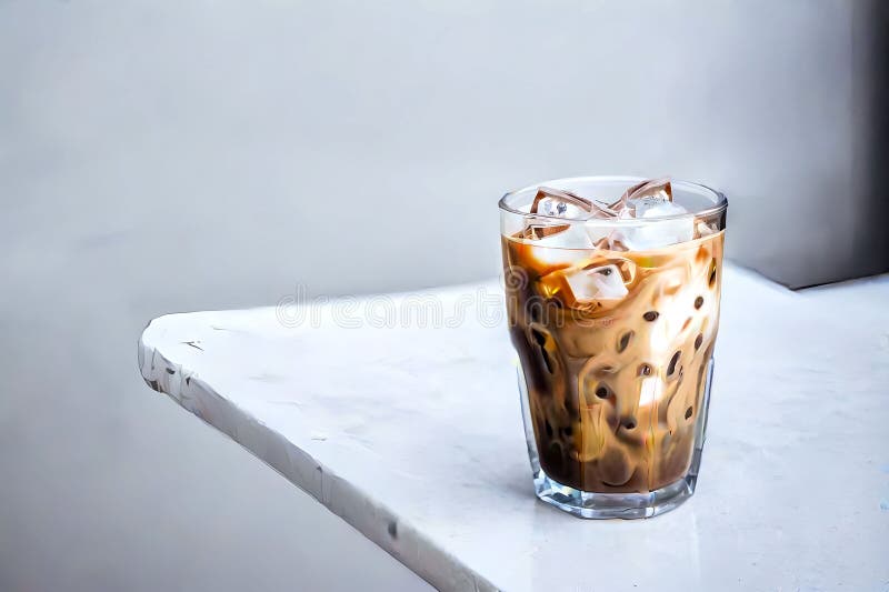 Cold Iced Coffee in a Cup with Ice Cubes Stock Illustration ...