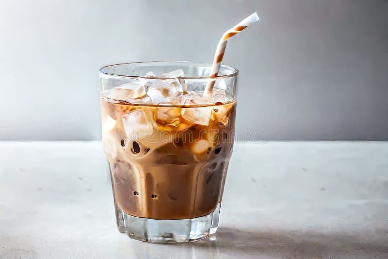 Cold Iced Coffee in a Cup with Ice Cubes Stock Illustration ...