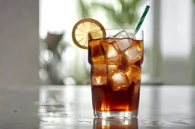Cold Iced Tea in a Cup with Ice Cubes Stock Illustration - Illustration ...