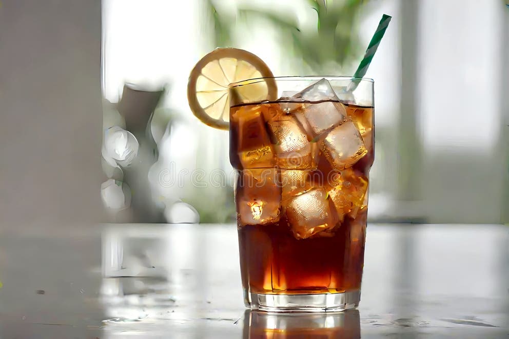 Cold Iced Tea in a Cup with Ice Cubes Stock Illustration - Illustration ...