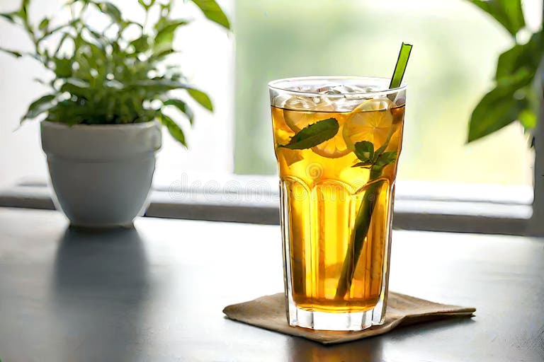 Cold Iced Tea in a Cup with Ice Cubes Stock Illustration - Illustration ...