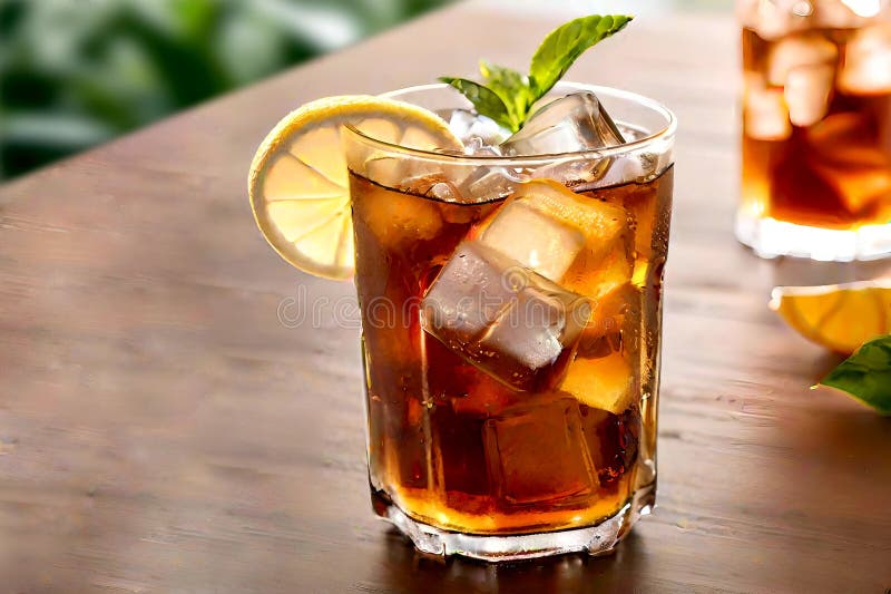 Cold Iced Tea in a Cup with Ice Cubes Stock Illustration - Illustration ...