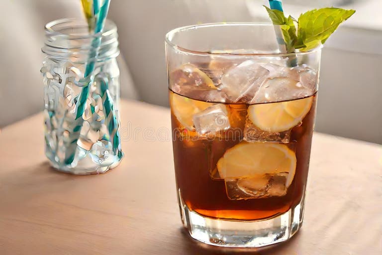 Cold Iced Tea in a Cup with Ice Cubes Stock Illustration - Illustration ...