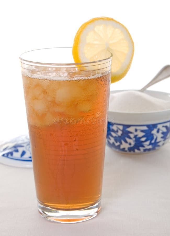 Cold Iced Tea with Lemon and Sugar Stock Photo - Image of sugar ...