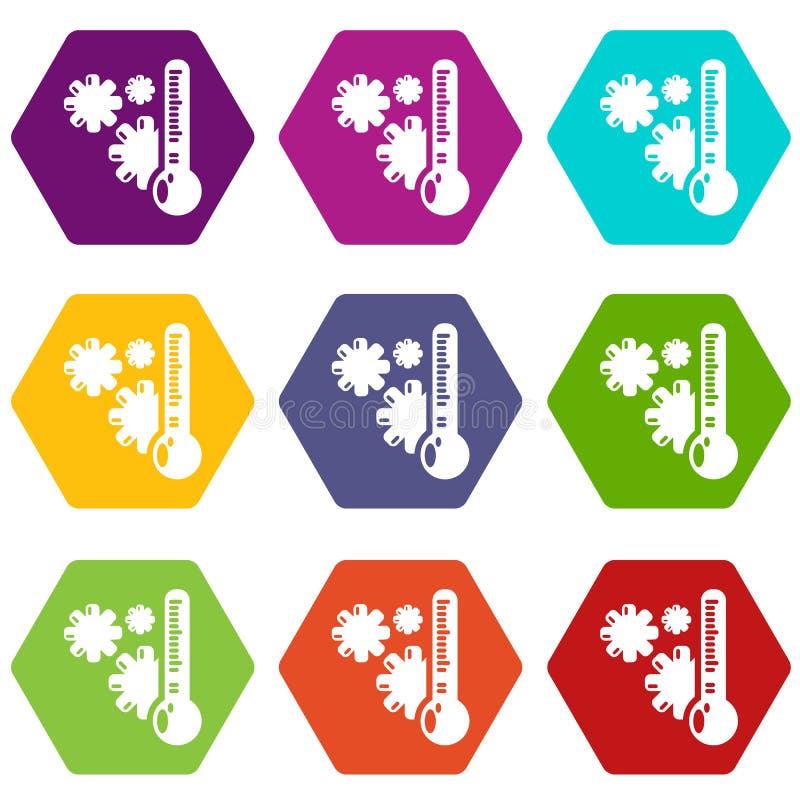 Cold icons set 9 stock illustration. Illustration of blue - 124709404