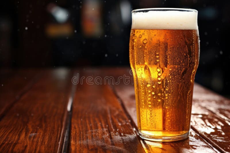 A Cold Lager Beer Glass with Condensation Droplets Stock Photo - Image ...