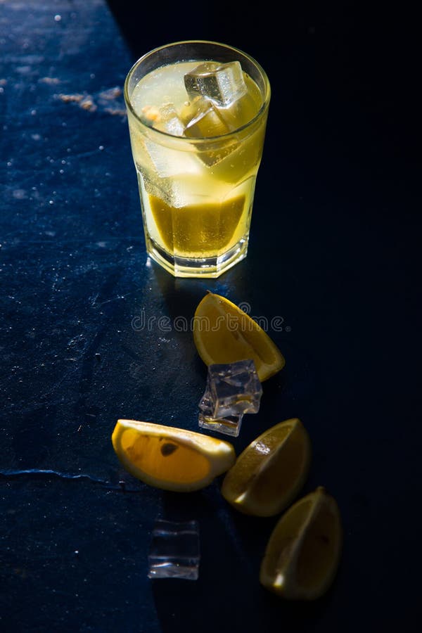 Cold lemon drink stock image. Image of fruit, homemade - 115123785