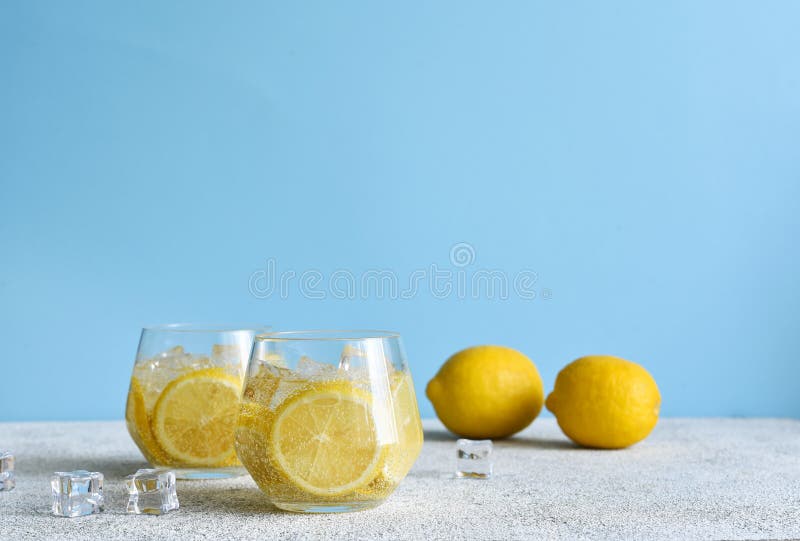 Cold Lemonade with Ice and Lemon Juice. Fresh Summer Drink Stock Image ...