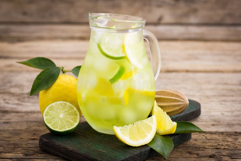 Cold lemonade stock image. Image of green, fresh, slice - 67377551