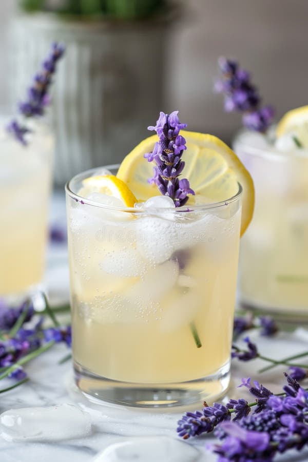 Cold Lemonade with Lavender in Glasses. AI Generated. Stock ...