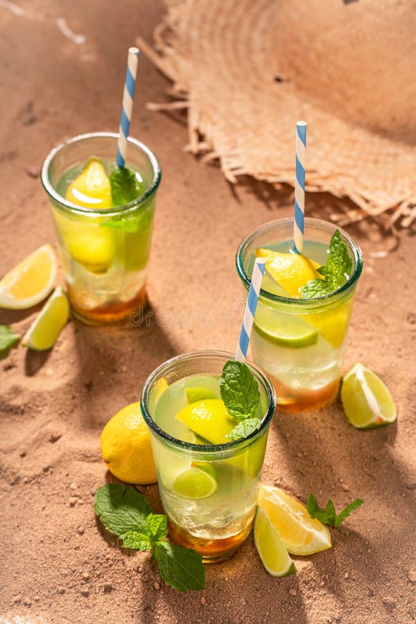 Cold Lemonade Made of Lemons and Lime Stock Image - Image of lime ...