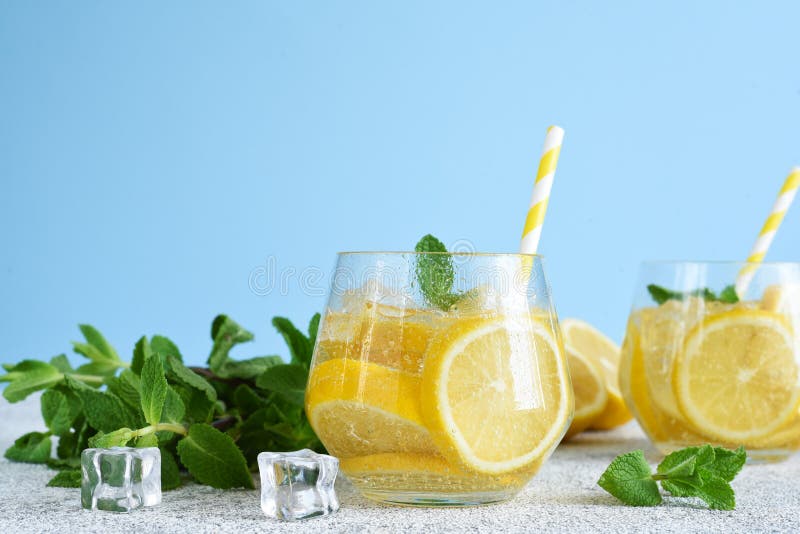Cold Lemonade with Mint and Lemon Juice. Fresh Summer Drink. Mahito ...