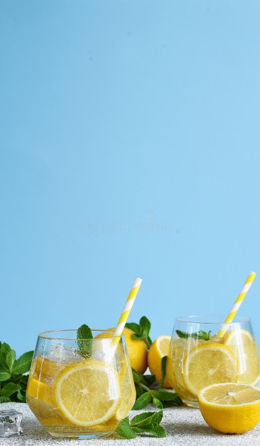 Cold Lemonade with Mint and Lemon Juice. Fresh Summer Drink. Mahito ...