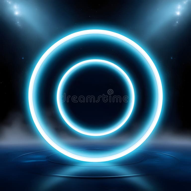 Cold Light Aura Formed by Radiant Neon Loop on Cosmic Backdrop for Use ...