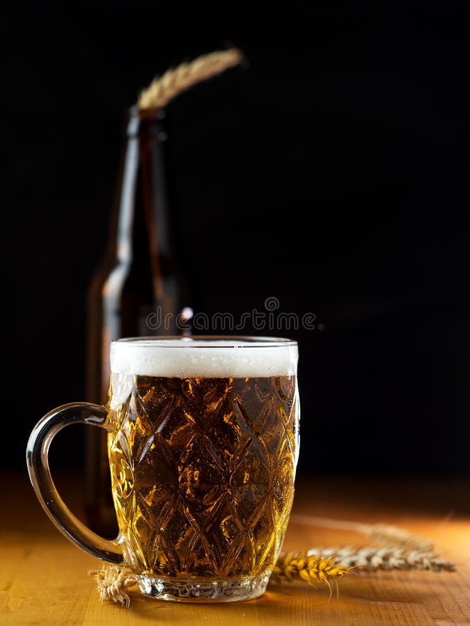 Cold Light Beer Lager in a Mug Stock Photo - Image of yellow, cool ...