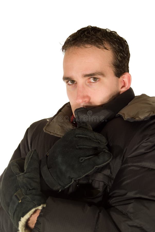 Cold Winter Man stock photo. Image of people, hood, freezing - 4143394