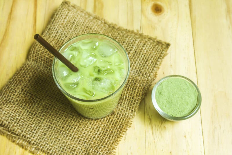 Matcha Green Tea Mixed with Refreshing Cold Milk. Stock Image - Image ...