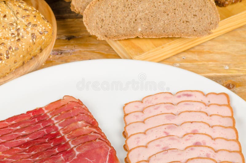 Cold meat and bread stock photo. Image of serving, meat - 40537672