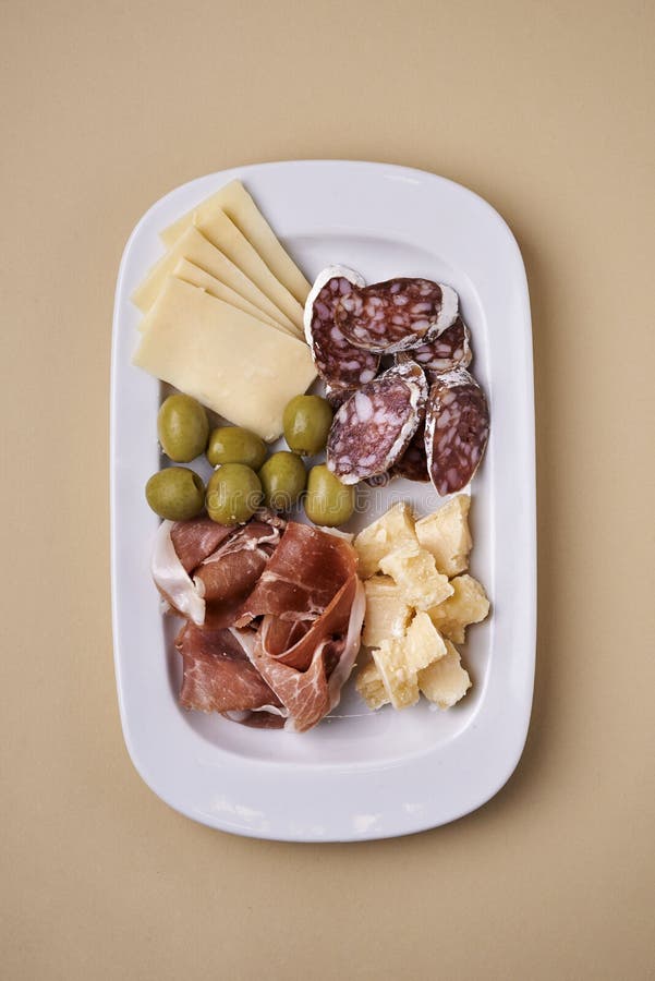 Cold Meat and Cheese on a Plate Stock Image - Image of group, pork ...