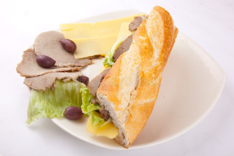 Cold meat Sandwich stock photo. Image of beef, brown - 101401610