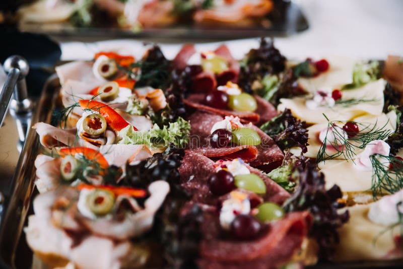 A Cold Meat Slices Plate on a Dinner Table Stock Photo - Image of meat ...
