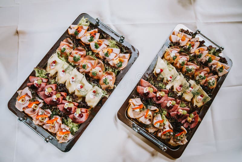 Two Cold Meat Slices Plates on a Dinner Table Stock Photo - Image of ...