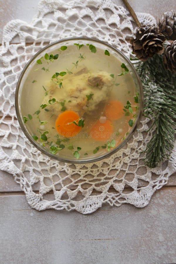 Cold Meats Aspics with Fish, Vertical Image Top View Stock Photo ...