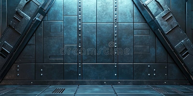 Cold Metallic Blue Background with a Triangular Block Structure. the ...
