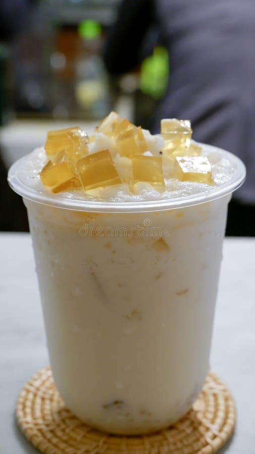 Cold Milk Drink with Ice Delicious Stock Photo - Image of cool, cold ...
