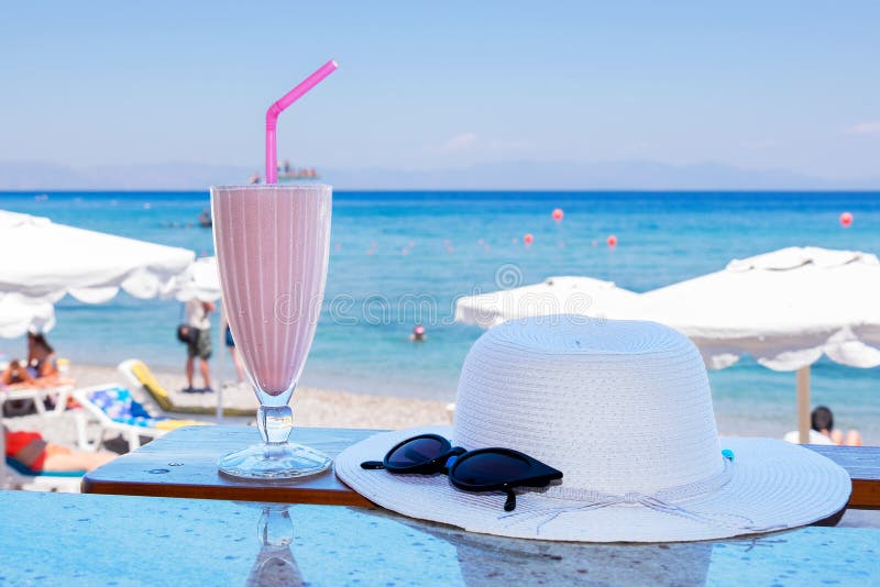Cold milkshake. Greece stock photo. Image of close, beach - 57041424