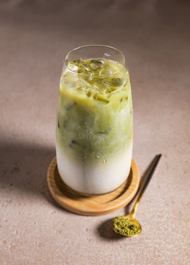 Cold Milkshake with Matcha Tea Stock Photo - Image of summer, green ...