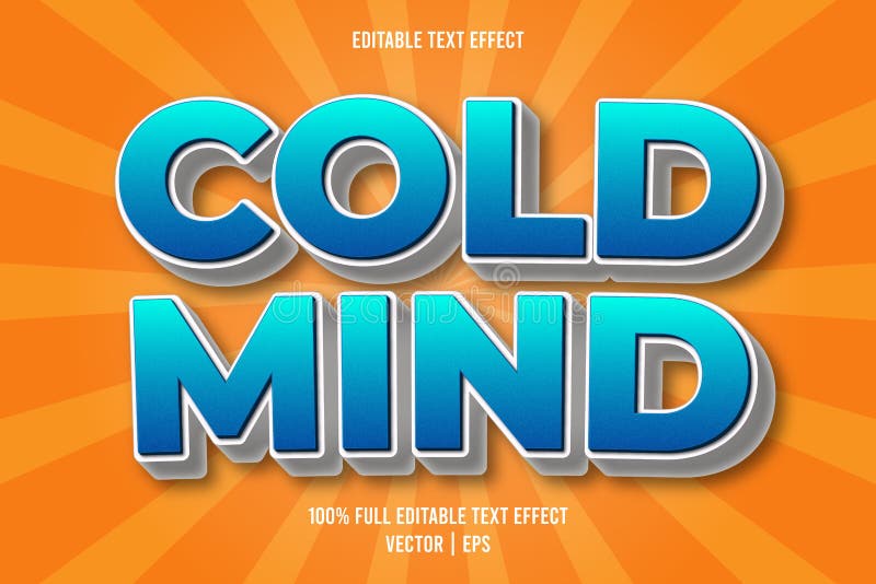 Cold Mind Editable Text Effect Embossed Comic Style Stock Vector ...