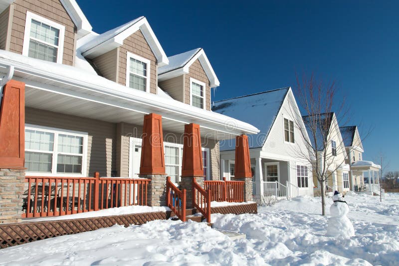 Cold Minnesota Winter Neighborhood Stock Image - Image of north ...