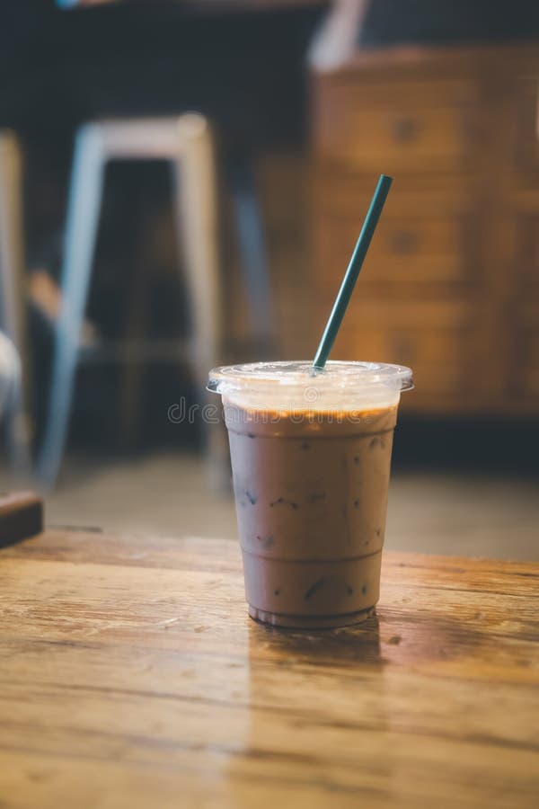 Cold Mocha Coffee Drink in a Take Away Glass Stock Image - Image of ...
