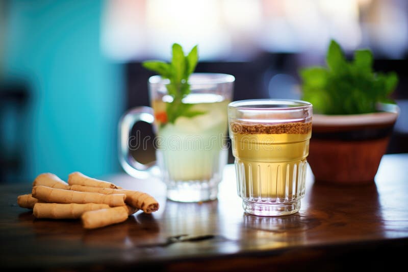 Cold Mojito and Hot Peppermint Tea, Garnish Focus Stock Image - Image ...