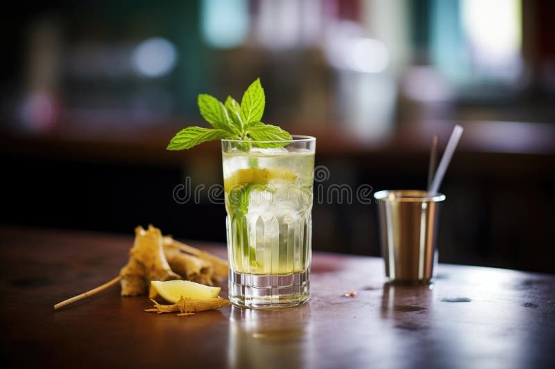 Cold Mojito and Hot Peppermint Tea, Garnish Focus Stock Image - Image ...