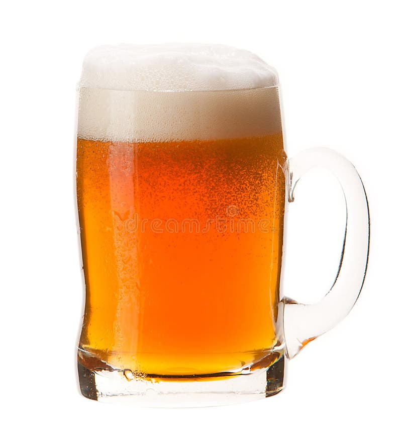 Cold Mug of Orange Beer with Foam Isolated on White Background. Stock ...