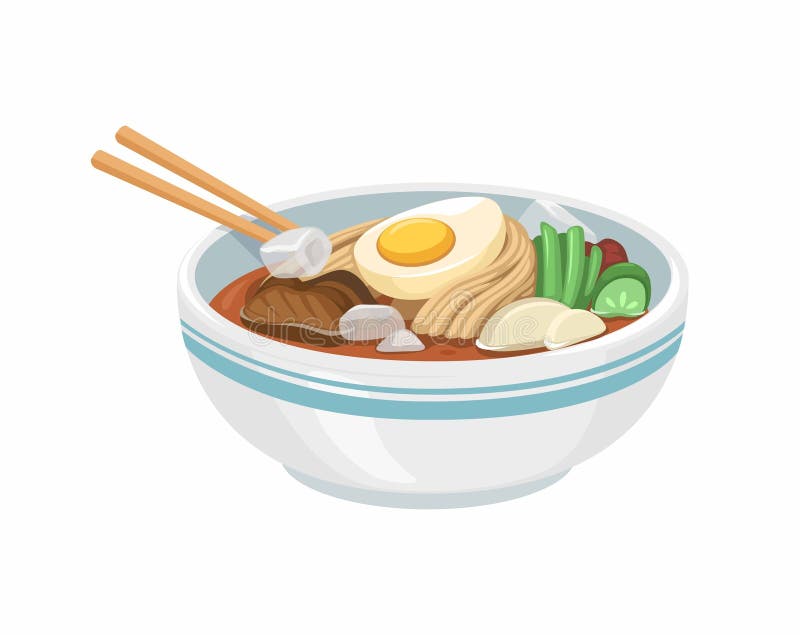 Cold Noodle with Chopstick Cartoon Illustration Vector Stock ...